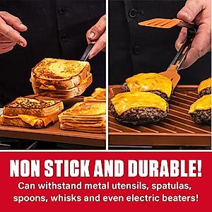 Gotham Steel This Classic Nonstick Double Grill Griddle Pan, Brown Reversible with Ti-Cerama Coating, Perfect for BBQs and More – As Seen on TV, lARGE