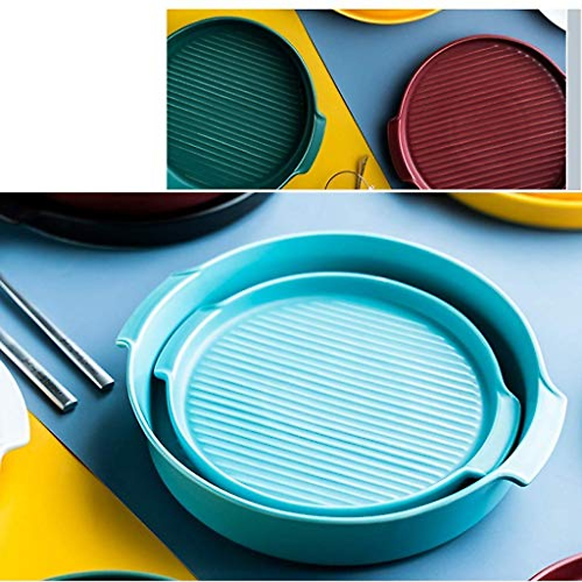 GagalU China Dinnerware Set,Dinner Plate Ceramics Dinnerware Set, Bone China 26 Pieces Plates and Bowls Sets/Pure White Blue Edge Porcelain Dinner Set Suitable for housewarmingurant Microwave Sa