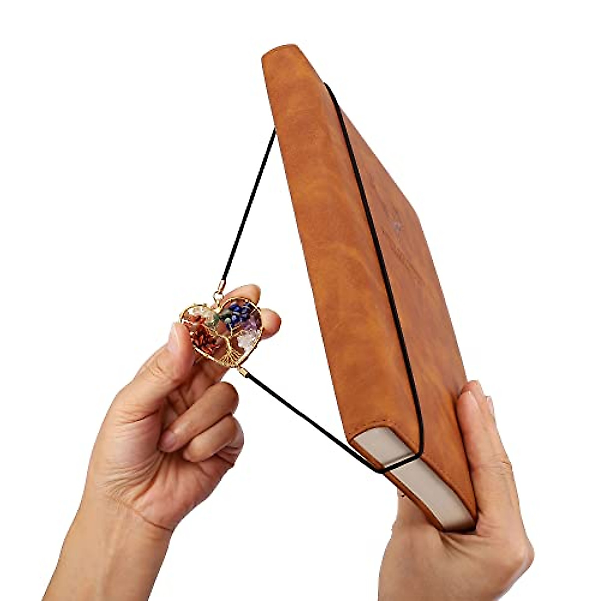 Yoption 2 Pack Tree of Life Elastic Bookmark, Golden Heart Shape Vintage Bookmarks with 7 Chakra Crystals Healing Stone Beaded Pendant for Student Teacher Graduation Mothers Day Christmas Gift