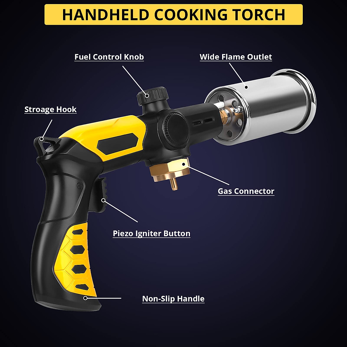 Powerful Cooking Torch, TBTEEK Sous Vide Propane Torch, Kitchen Culinary Grilling Torch Lighter for Searing Meat, Charcoal Lighter, BBQ and Campfire Starter (Tank Not Included)