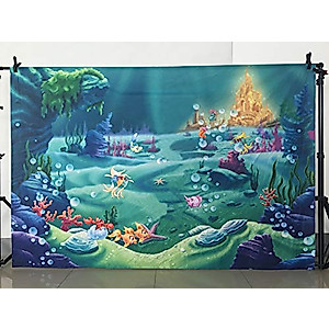 Mocsicka Mermaid Backdrop Under Sea Castle Photography Background 7x5ft Vinyl Child Kids Baby Birthday Party Decoration Backdrops