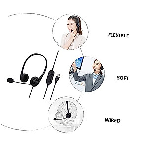 UKCOCO 3pcs Business Traffic Headset Earphones with mic Office Computer Headphone USB Headphones USB Headset with Microphone Noise Gaming Headphones with mic Student Sponge Wire Control