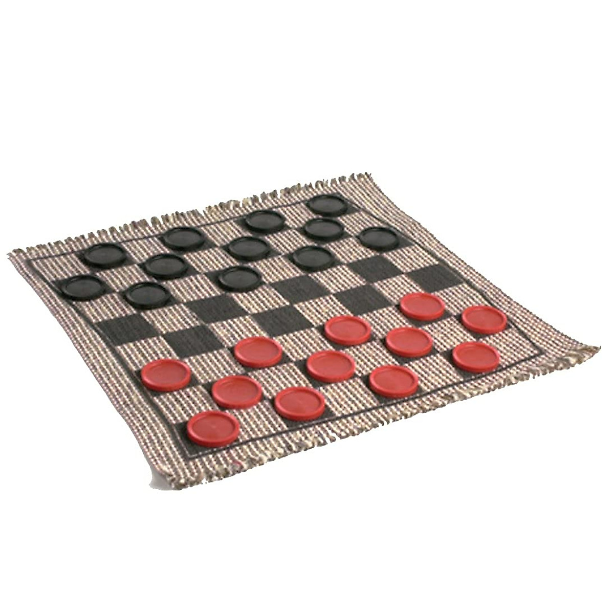 Multiflex Designs Jumbo Checkers Rug Game, 3 Inch Diameter Pieces (12 Red /12 Black), Machine Washable, The Giant Original, Classic Family Fun Kid Activity, Lightweight/Travel Friendly, Indoor/Outdoor