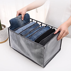 YSGBYSG 4PCS Wardrobe Clothes Organizer 7 Grids, Closet Organizers And Storage Baskets, Clothing Storage Bins,Washable Foldable Drawer Clothes Compartment Storage Box for Bedroom