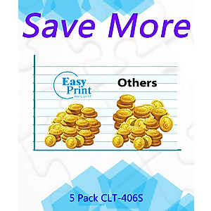 EASY PRINT (5-Pack) Compatible CLT406S Toner Cartridge Replacement for CLT-K406S C406S M406S Y406S Used for Samsung CLX-3305FW CLX-3307FW SL-C460FW SL-C463FW CLP-365W 367W, (2X BK, 1x C, 1x M, 1x Y)
