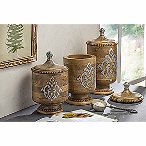 Wood and Metal Inlay Large Heritage Collection Canister