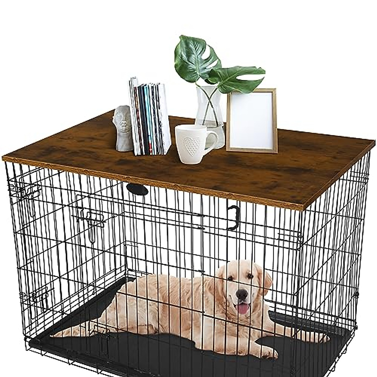 Deblue 42in Dog Crate Topper, Dog Kennel Table Topper, Rustic Style Decorative Dog Crate Topper for Small and Large Dogs