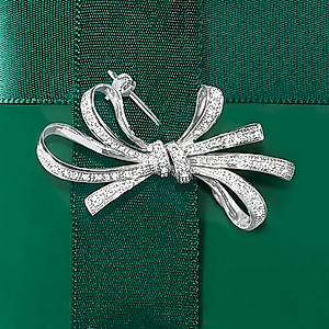 Ross-Simons 0.10 ct. t.w. Diamond Ribbon Pin in Sterling Silver.