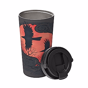 Vikings Norse Odin Ravens 16oz Stainless Steel Travel Mug - Spill Proof Lid, Keeps Hot & Cold For Hours - Tea & Drink Thermos