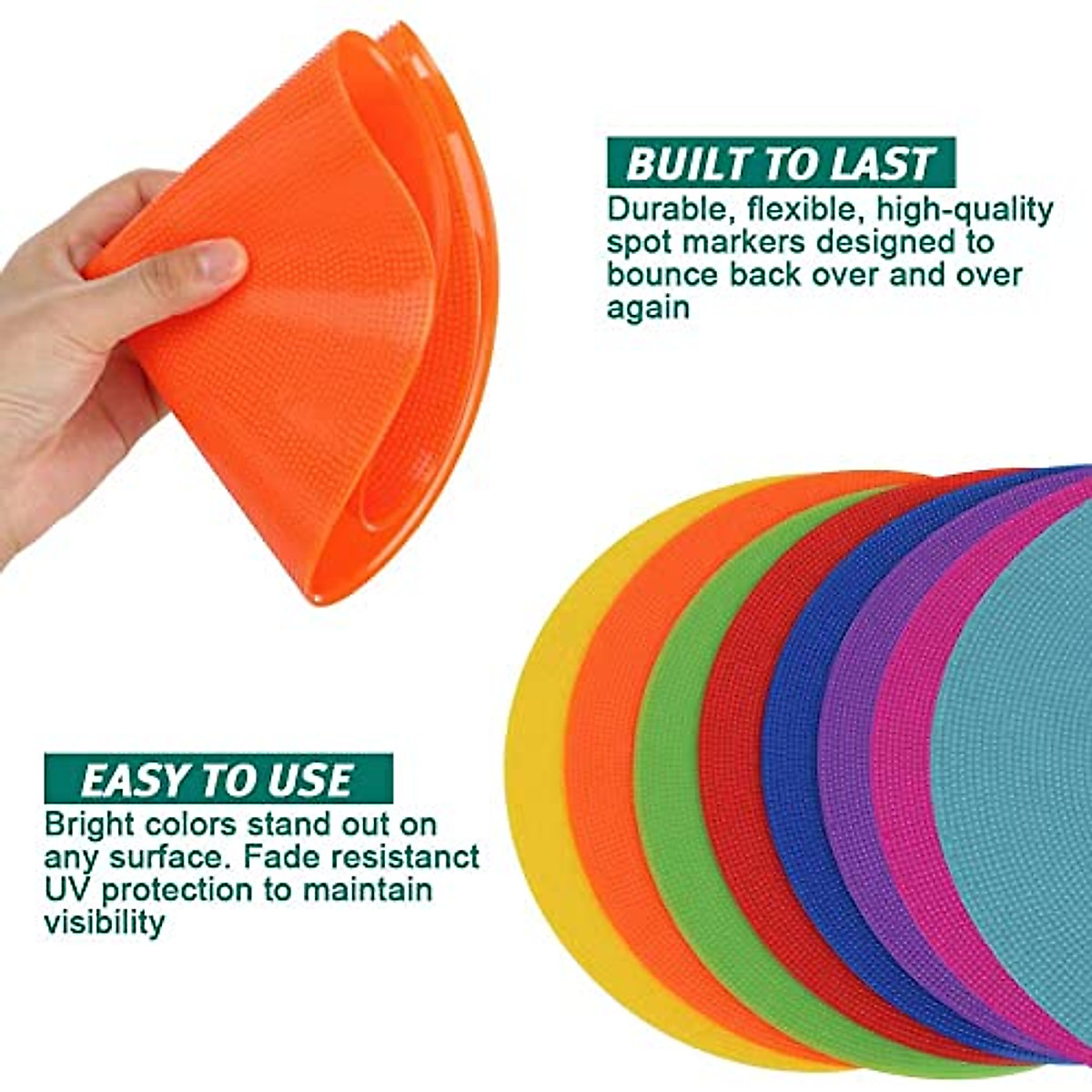 UQXY Spot Markers 10 Inch Non Slip Rubber Agility Markers Flat Field Cones Floor Dots for Soccer Basketball Sports Speed Agility Training and Drills (6PCS)