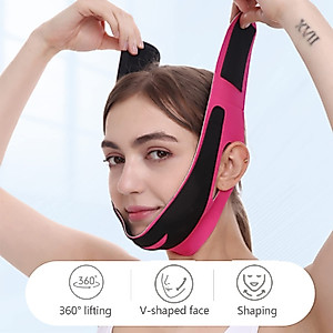Face Lifting Belt Elastic Face Slimming Bandage V Line Face Shaper Women Chin Cheek Lift Up Belt Facial Anti Wrinkle Strap Face Care Slim Tools (Color : Pink)