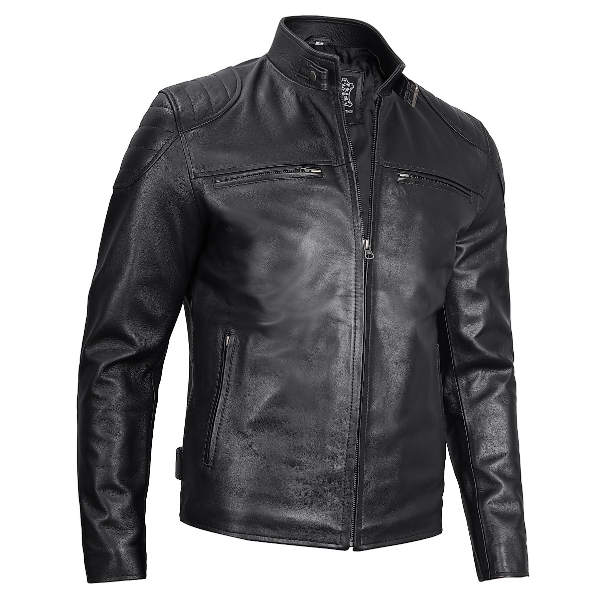 Blingsoul Black Biker Leather Jacket Men | [1100625] Vermont - XL