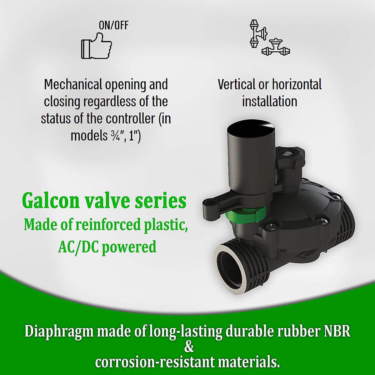 Galcon YLZ 3/4-inch Solenoid Globe Valve AC 24V FPT Irrigation Control Inline w/Flow Control Reinforced Plastic, Drip Irrigation, Greenhouse Residential & small Commercial Sites GAVASY312Q9
