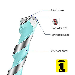 EZARC 5PC Carbide Drill Bit Set, Multi-Purpose Hex Shank Drill Bit for Metal, Masonry, Wood, Block, Brick and Plastic
