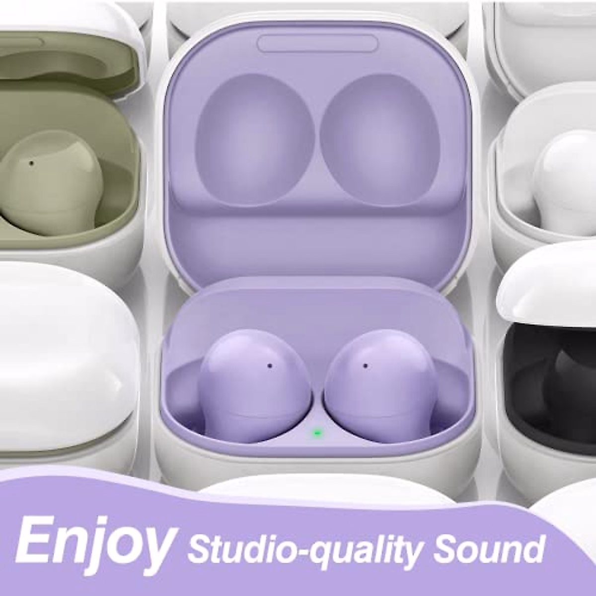 UrbanX Street Buds 2 for Samsung Galaxy Watch - Truly Wireless Bluetooth Headphones with Noise Isolation, Amplified Bass and Dual Dynamic Microphone - Purple