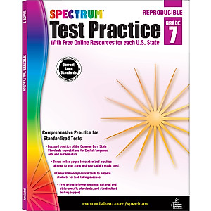 Spectrum Test Practice 7th Grade Workbooks All Subjects, Math, Language Arts, and Reading Comprehension Grade 7 Reproducible Book, Vocabulary, Writing, and Math Practice for Standardized Tests
