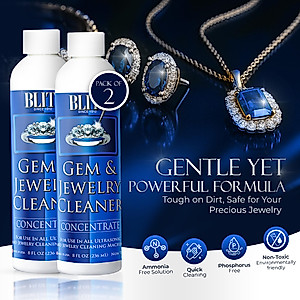 Blitz 653 Gem & Jewelry Non-Toxic Cleaner Concentrate for use in Cleaning Machines, 8 Ounces, 2-Pack