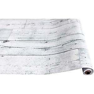 Peel and Stick Self-Adhesive Removable Wallpaper, Shiplap Light Grey/White Distressed Wood Plank Shelf Liner,Home Decoration 17.7''x118.1''