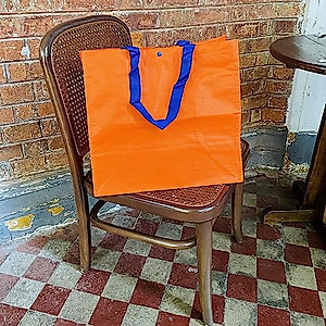 Little Fire Craft Reusable Grocery Bag Woven Plastic Shopping Bags Gift Bag Heavy Duty Moving Bag Lightweight Durable Foldable 3 Pack Orange
