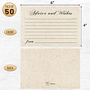 Fibevon Advice and Wishes Cards 50 Pcs for Wedding, Bridal, Mr and Mrs, Retirement, Baby Shower,Graduation Party Decorations - Words of Wisdom Cards