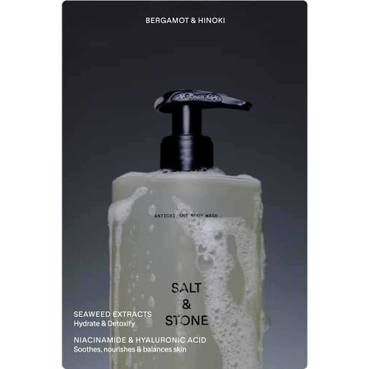 Salt & Stone Antioxidant-Rich Body Wash | Hydrating Gel Cleanser | Clean, Nourish & Soften Skin | Made with Niacinamide & Hyaluronic Acid | Free From Parabens, Sulfates & Pthalates (15.2 oz)