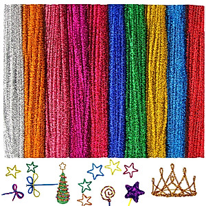 Value Pack 700 Pieces Glitter Assorted Colors Chenille Stems Tomorotec Pipe Cleaners 0.24 x 12 Inch for DIY Art Supplies Hand Craft for Kids, Class and etc.
