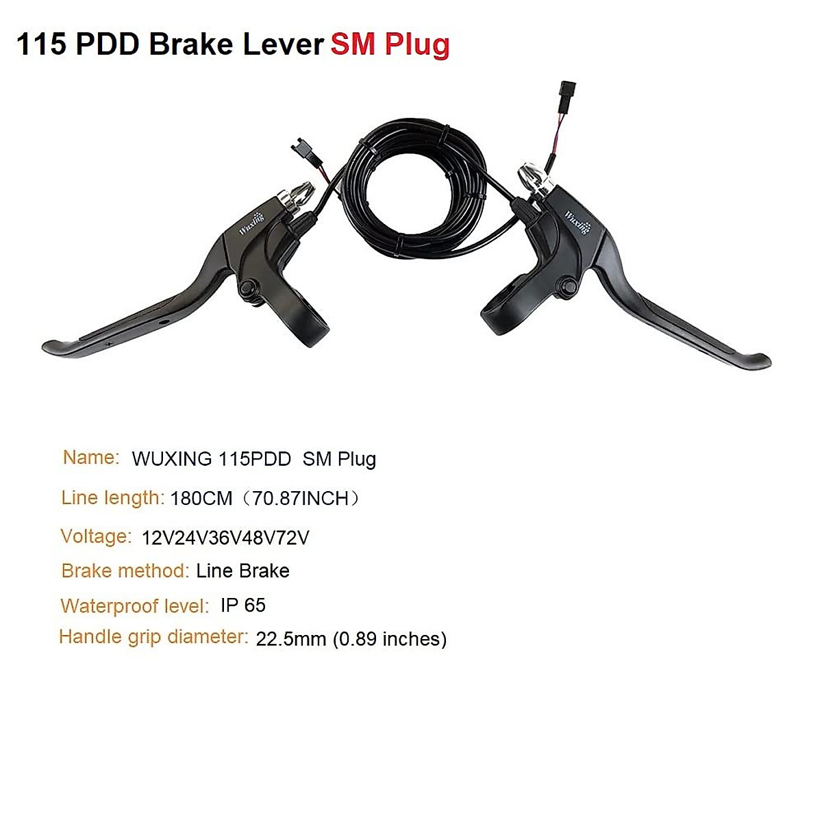 Ebike WUXING 115PDD E Brake Lever Electric Bicycle E-Scooter Bicycle Cut Off Power Brake 2 Pin SM Connector for MTB Road Bike Conversion Kit