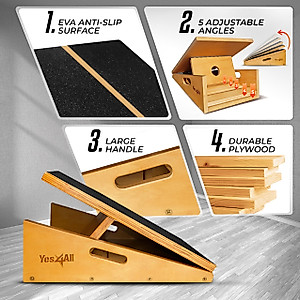 Yes4All Professional Incline Board, Slant board calf stretching, Squat Wedge and Anti-Slip Surface, Portable Side Handle Design for Easy Movement