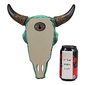 Ebros 10" Wide Western Southwest Steer Bison Buffalo Bull Cow Horned Skull Head Turquoise Floral Lace Design Wall Mount Decor Native Indian Sacred Animal Totem Bust Skulls