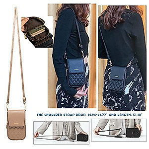 KINOUCHI Cell Phone Purse Small Crossbody Bags for Women - Leather Shoulder Handbag Wallet Messenger Bag for Travelling