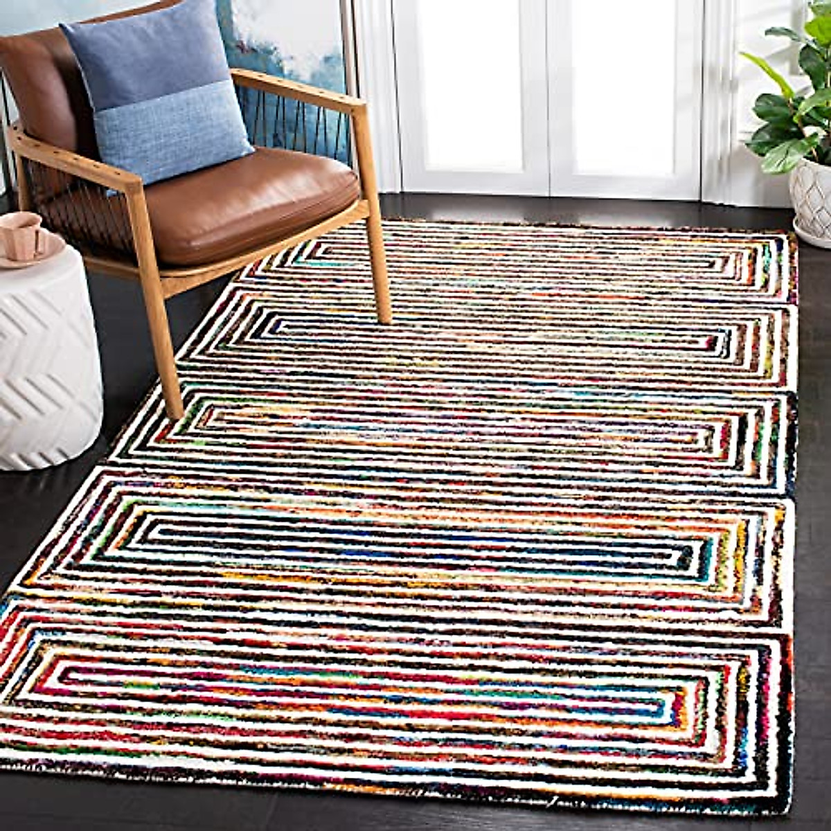 SAFAVIEH Nantucket Collection Accent Rug - 3' x 5', Ivory, Handmade Boho Abstract Cotton & Wool, Ideal for High Traffic Areas in Entryway, Living Room, Bedroom (NAN604A)