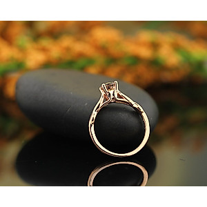 Natural Moragnite Infinty Style Solitaire Engagement Ring in 10K Rose Gold (5.5, 0.45)