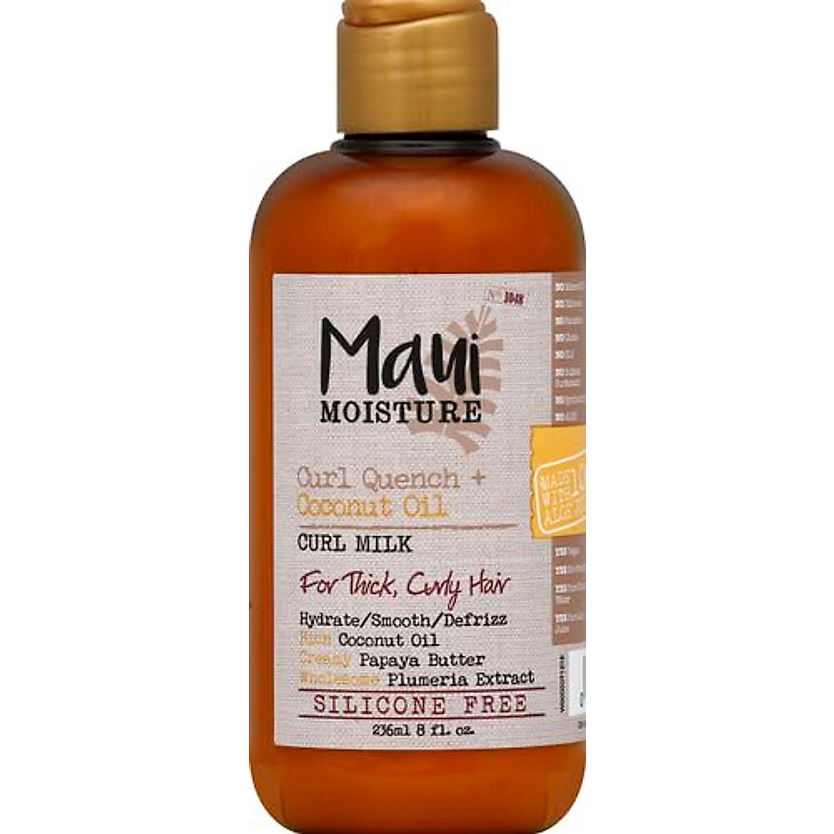 Maui Moisture Curl Quench + Coconut Oil Anti-Frizz Curl-Defining Hair Milk to Hydrate and Detangle Tight Curly Hair, Softening Leave-In Treatment, Vegan, Silicone & Paraben-Free, 8 fl oz
