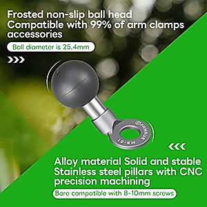 FANAUE Angled Bolt Head Adapter Ball Base with 10mm Mounting Hole,MB-01 Aluminum Alloy Mount Base for RAM Mounts B Size 1 Inch Ball Double Socket Arm