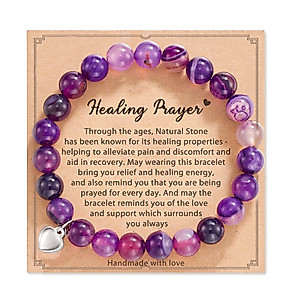 HGDEER Get Well Soon Gifts for Women Crystals Stone Bracelet for Women Purple Gifts, Bracelets for Women, Amethyst Bracelet