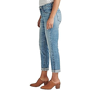 JAG Jeans Women's Petite Carter Mid Rise Girlfriend Jeans, Del Mar, 8 Petite