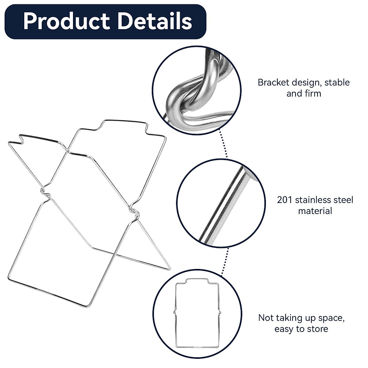 Garbage Bag Holder Frame, Stainless Steel Bag Holder Metal Foldable Trash Stand Holder for Camping Home Kitchen Countertop Trash Can