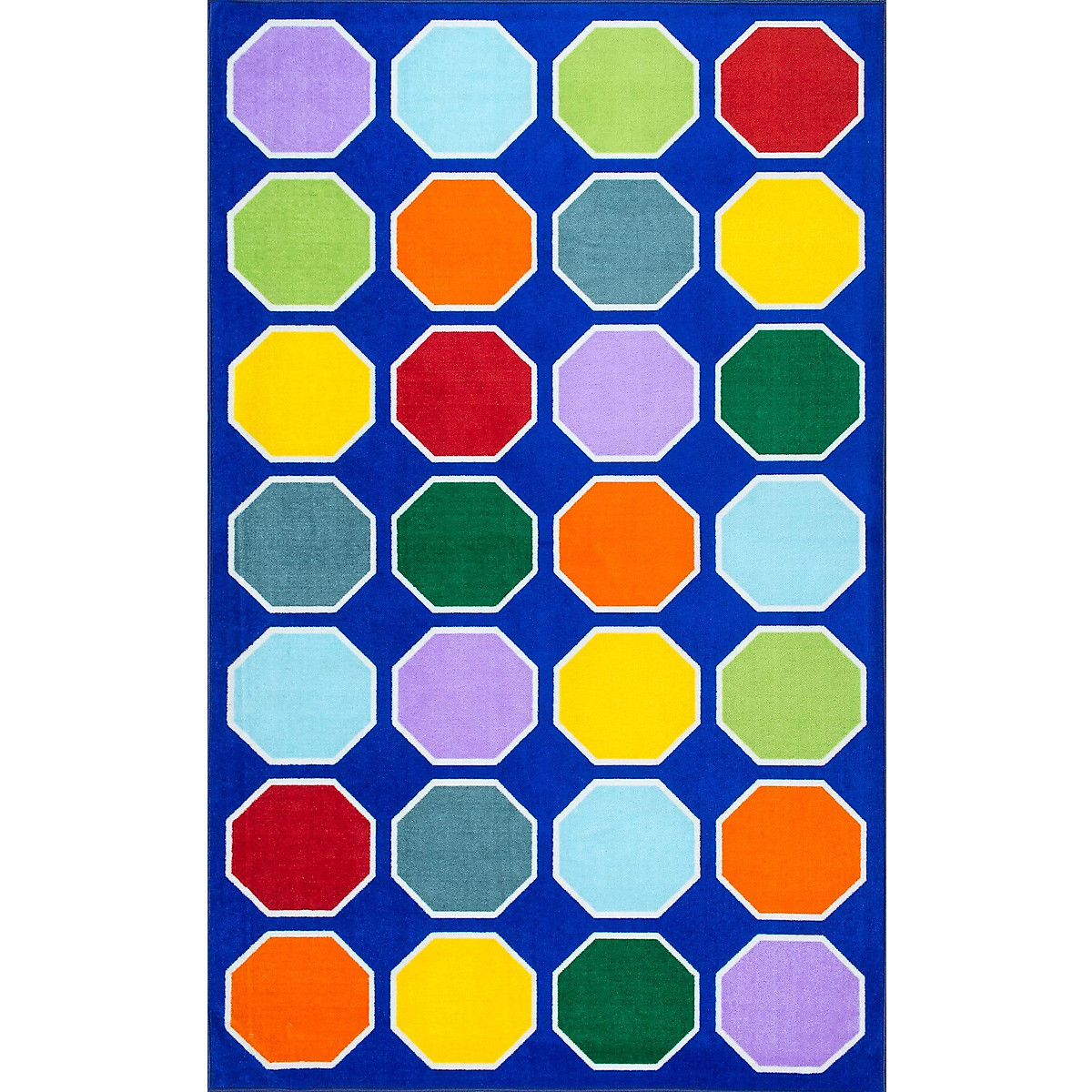 nuLOOM Kecia Octagons Printed Area Rug, 7x9, Blue