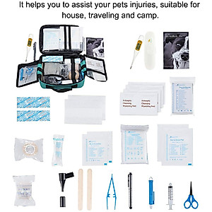Pet First Aid Kit for Dog, Cat, Rabbit and Other Animal,with Thermometer, Syringe, Otoscope, Perfect for Home Care and Outdoor Travel Emergencies
