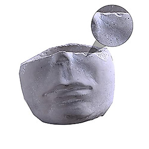 DIKACA Container Succulents Tabletop Desktop Plant Head Vase Houseplants Annuals Face Decor Statue Bonsai Unique Ornament Creative Garden Planter Design Shaped Flower Sculpture Succulent