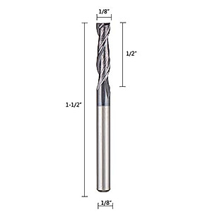 SpeTool 5Pcs 2-Flute Square Nose Carbide End Mill 1/8 Inch Router Bit with 1/8 inch Shank CNC Machine Tools, TiAlN Coated