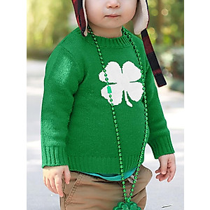 St Patricks Toddler Clover Shamrock Knitted Pullover Irish Sweater Party Lucky Sweatshirt Green 2 Years