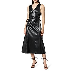 The Drop Women's Sabi Vegan Leather Cut-Out Midi Dress, Black, L