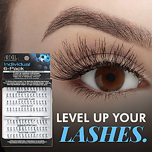 Ardell False Eyelashes Knot-Free Individuals Long Black, 6-Pack (contains 6 packs of lash trays with 56 Individual Lashes each)