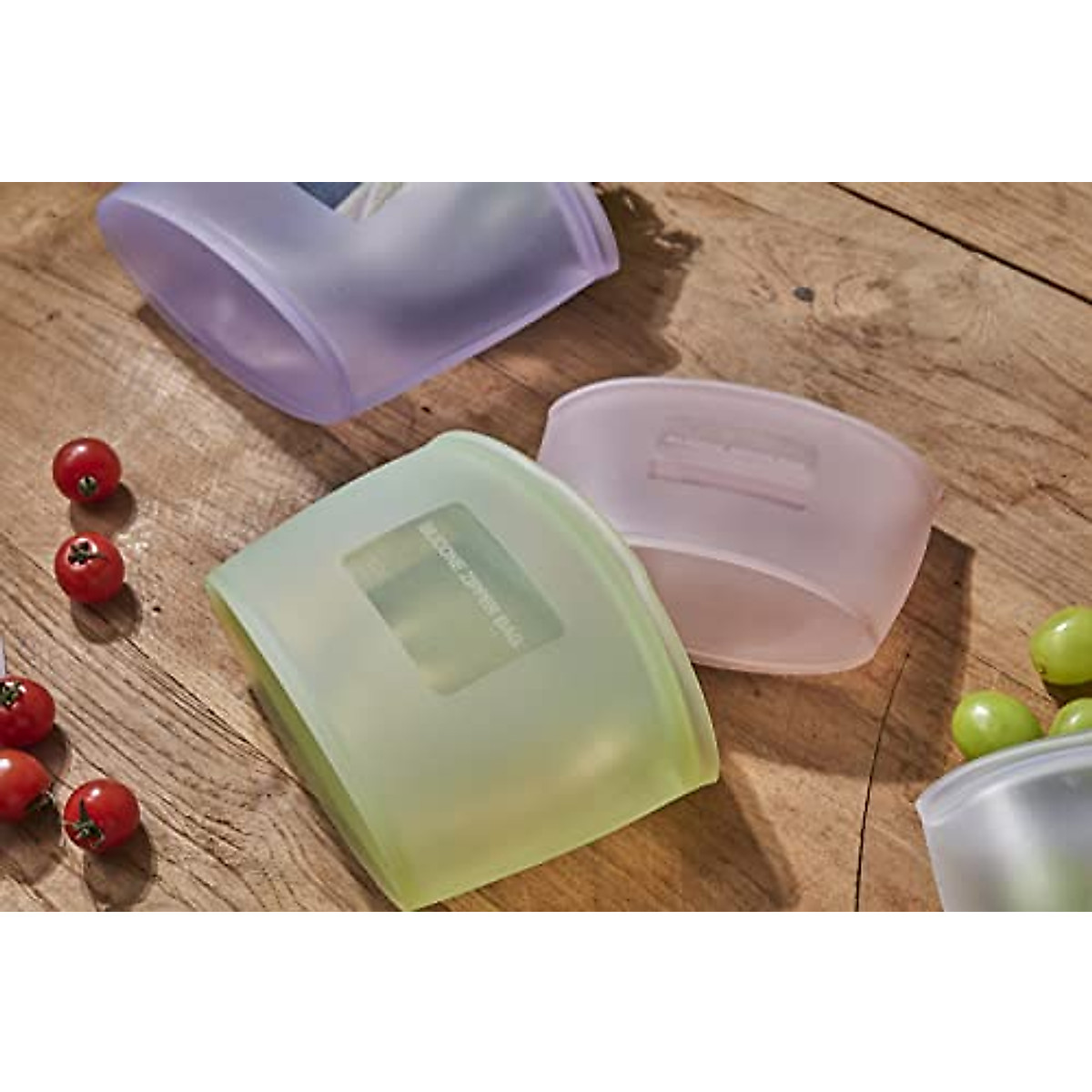 SiliPot Silicone Zipper Bag - Patented 3-Layered Zipper & 100% Platinum Silicone | Standing & Reusable Food Storage Container | Premium Kitchen Utensils (LIME 3P)