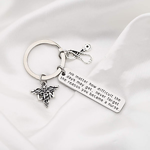 FUSTMW LPN Licensed Practical Nurse Gifts Medical Caduceus Keychain Stethoscope Charm LPN Gift Medical Students Gift Nurse Graduation Gift (silver) …