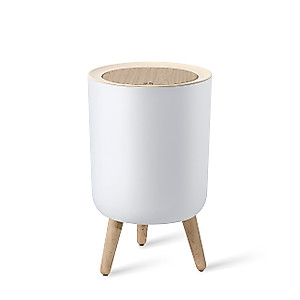 WDPUCHU Bathroom Trash Can with Lid,1.8 Gallon Modern Office Trash Can for Near Desk Bedroom Garbage Can Waste Basket with Push Top,Nordic Small Trash Bin for Living Room,Nursery,Dog Proof Trash Can