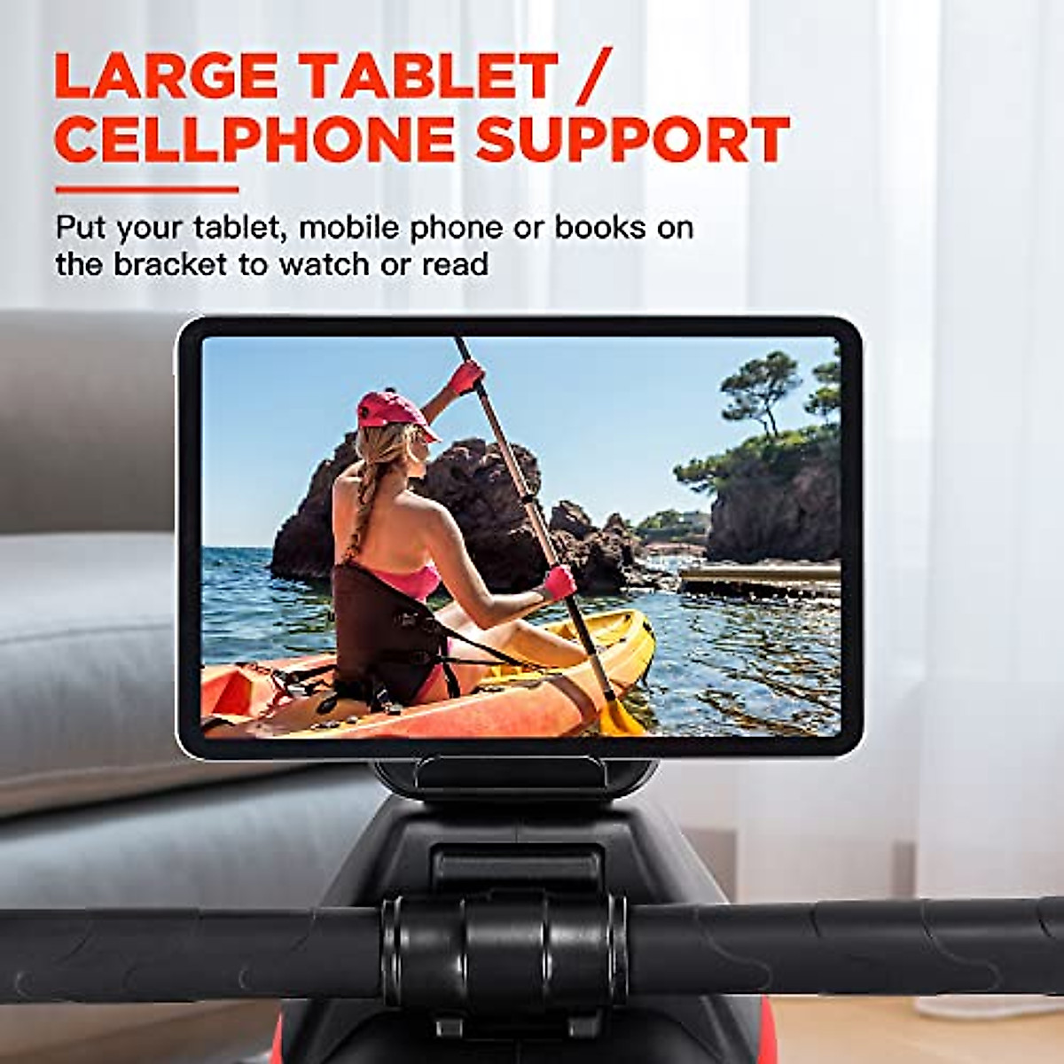 Winfita Magnetic Rower Machine, Foldable Rowing Machine for Home Use with 16 Levels of Quiet Magnetic Resistance, LCD Monitor, Tablet Holder, Oversize Seat Cushion, App Supported