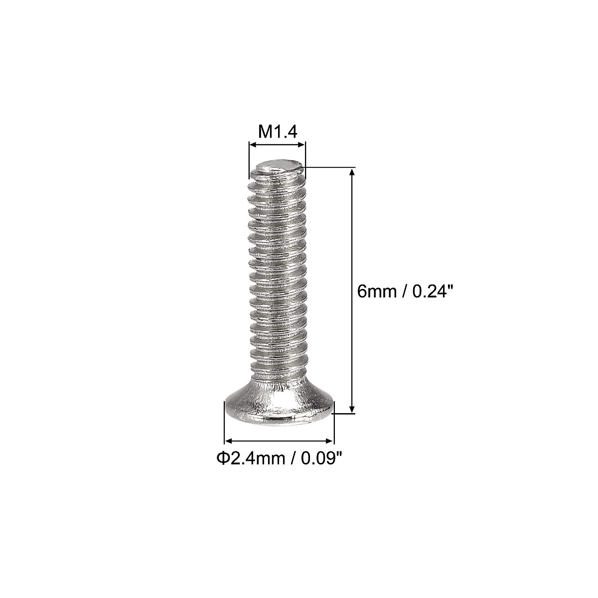 uxcell M1.4 x 6mm Phillips Screw Fastener Silver Tone for Laptop PC TV Fan Switch 500pcs