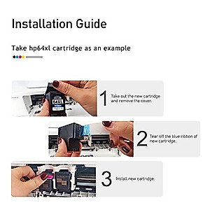 ESTON Remanufactured Replacement for HP 64XL 64XL Black Ink Cartridges N9J92AN High Yield Use for HP Envy Photo 6252 6255 7155 7855